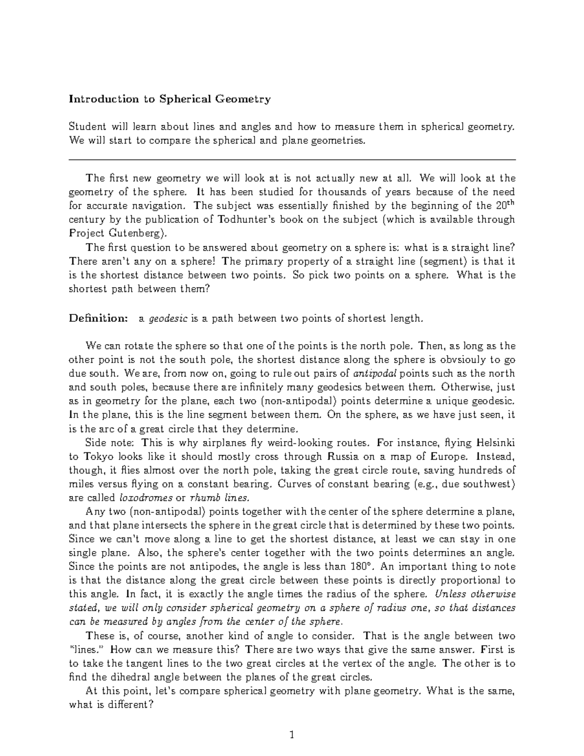 02 Spherical Geometry Basics - Introduction to Spherical Geometry ...