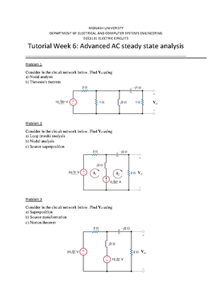 Tutorial Week 4 - Second-Order Transient Response - MONASH UNIVERISTY DEPARTMENT OF ELECTRICAL ...