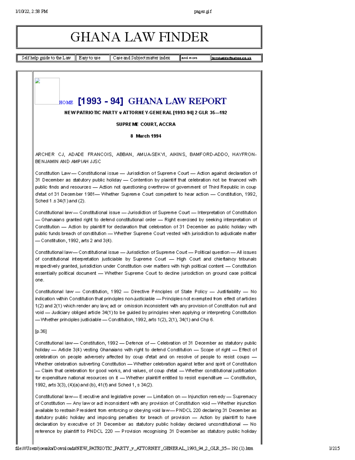 NPP V Attorney General - …………… - GHANA LAW FINDER Self help guide to ...