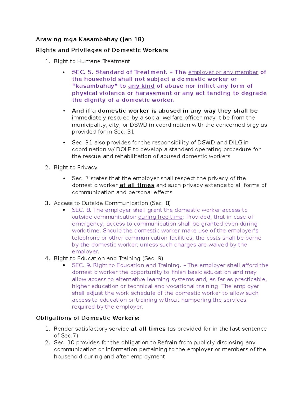 Kasambahay Law: Rights and Responsibilities of Domestic Worker - Araw ...