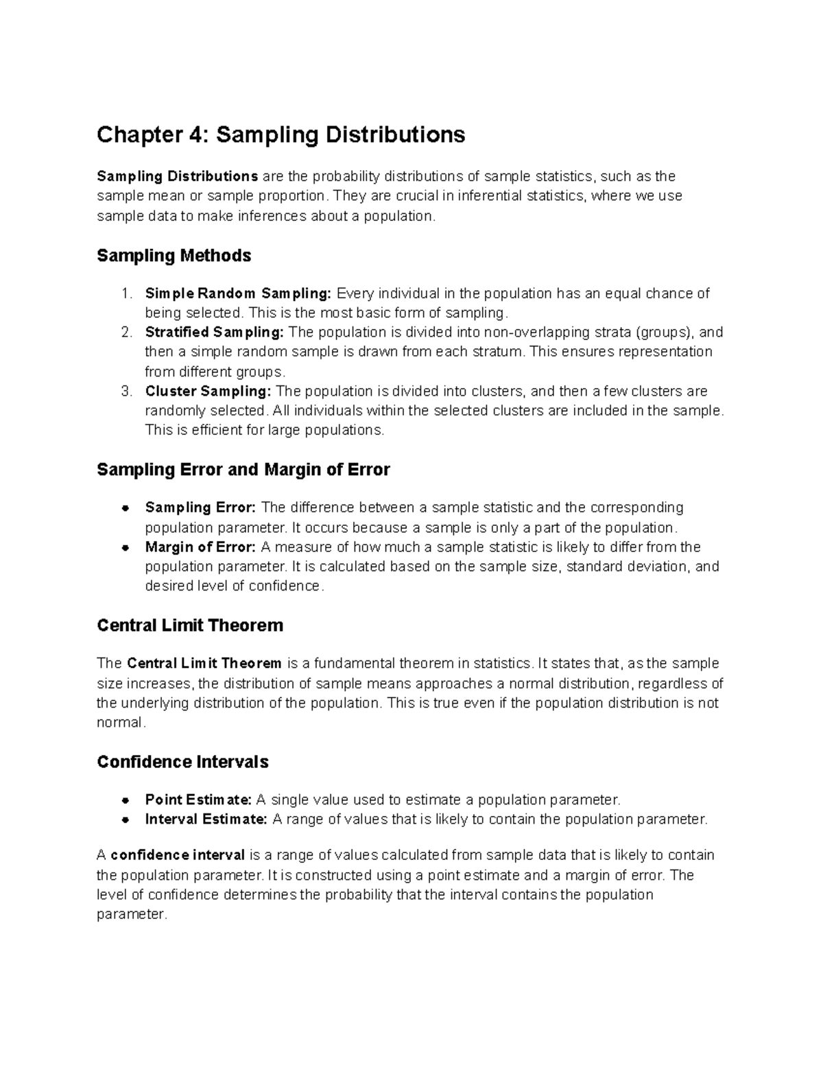 Chapter 4 Sampling Distributions - Chapter 4: Sampling Distributions Sampling Distributions are ...