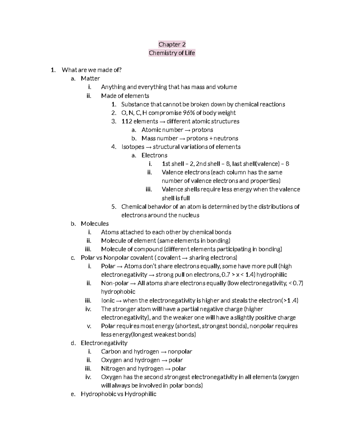 Bio 111 chapter 2 - Chapter 2 Chemistry of Life What are we made of? a ...