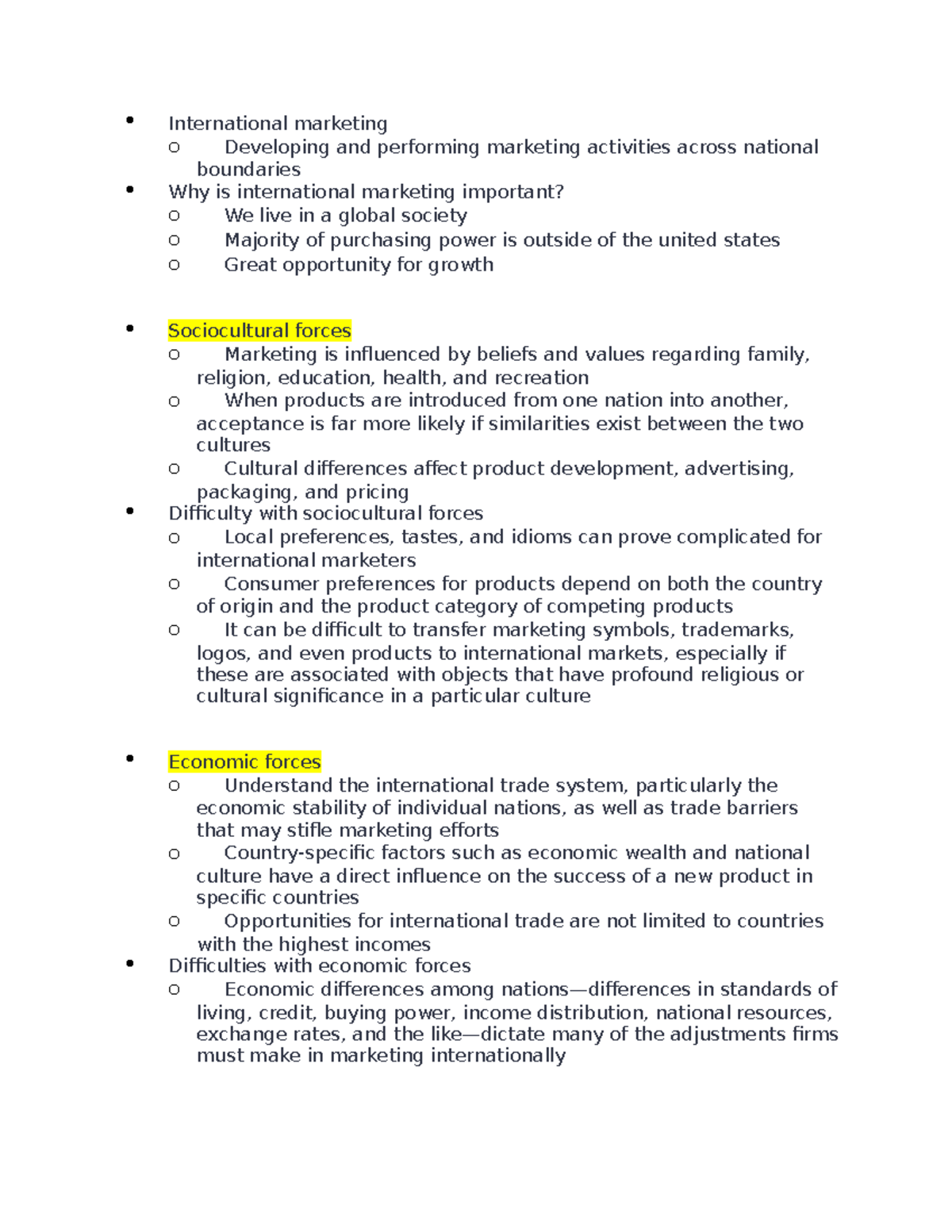 Chapter 9 notes - International marketing o Developing and performing ...