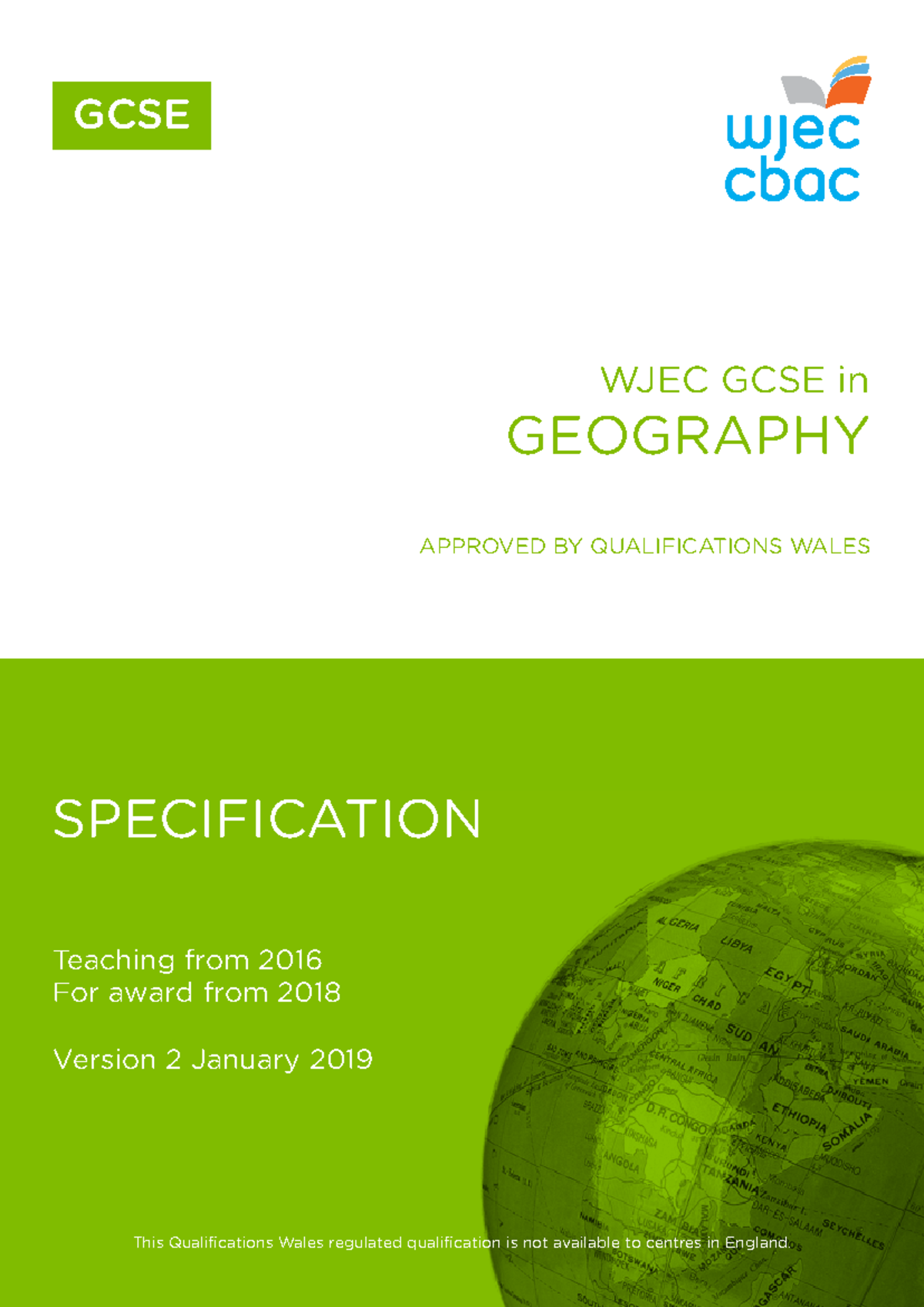 Wjec gcse geography spec from 2016 e - GCSE WJEC GCSE in GEOGRAPHY ...