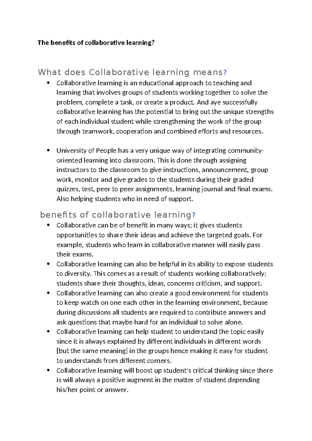 The benefits of collaborative learning - And aye successfully ...