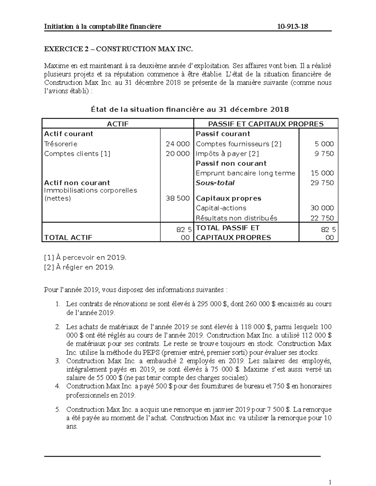 Construction Max Inc. 2 Séance 4 Énoncé-1 - Initiation à la ...