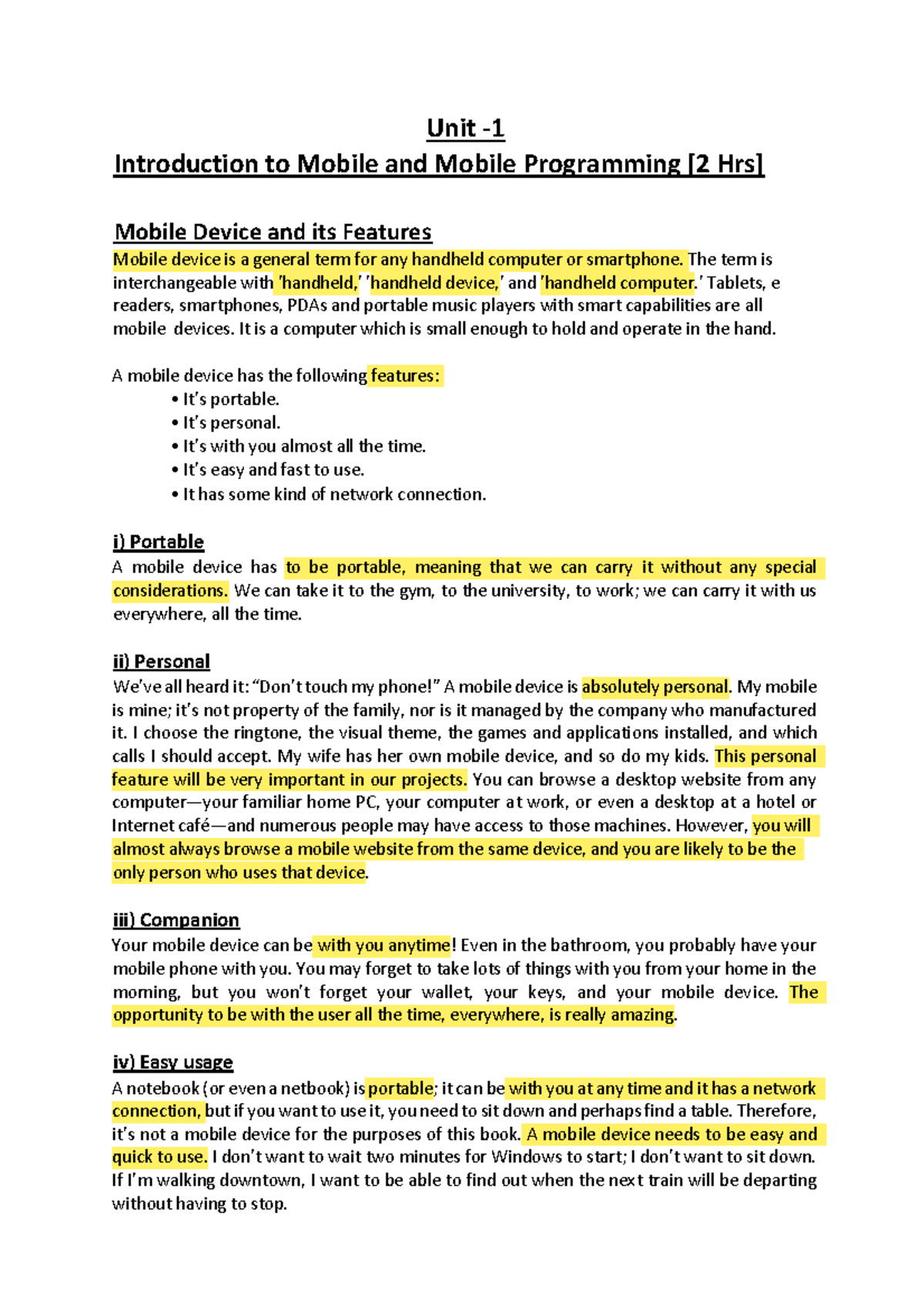 Unit -1 Introduction to Mobile and Mobile Programming - The term is ...
