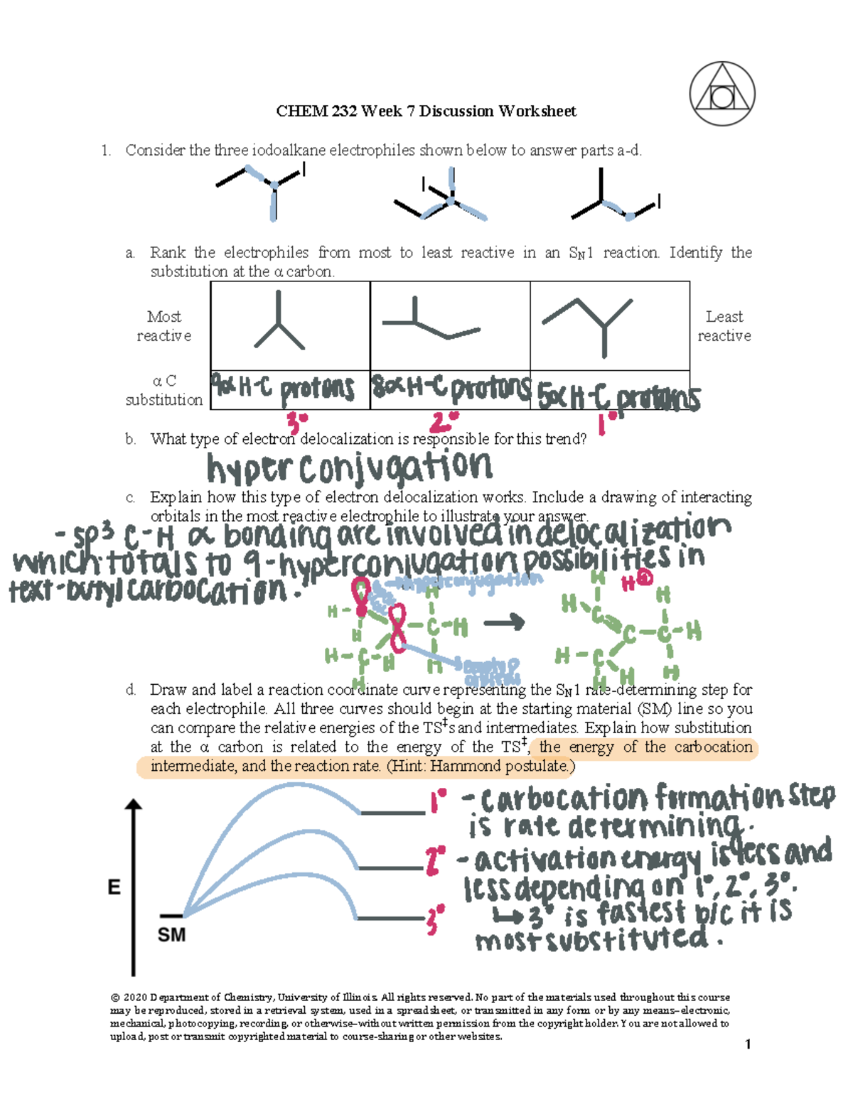 Week 7 Discussion Worksheet - 1 CHEM 232 Week 7 Discussion Worksheet ...