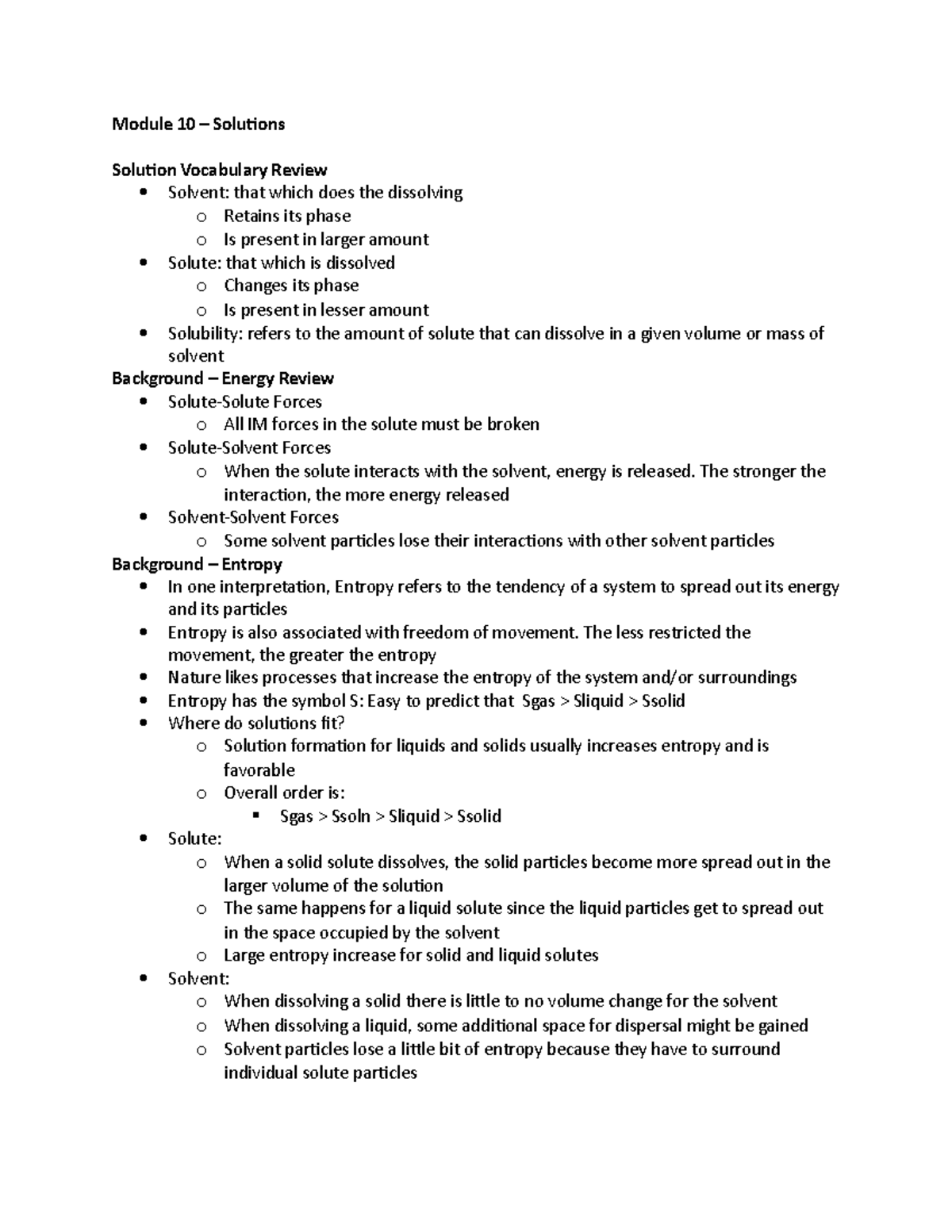 Module Number 10 - Module 10 – Solutions Solution Vocabulary Review ...