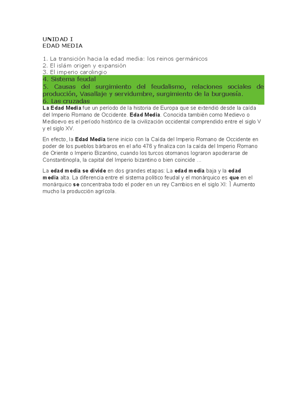 Unidad I de la edad media - UNIDAD I EDAD MEDIA La transición hacia la ...