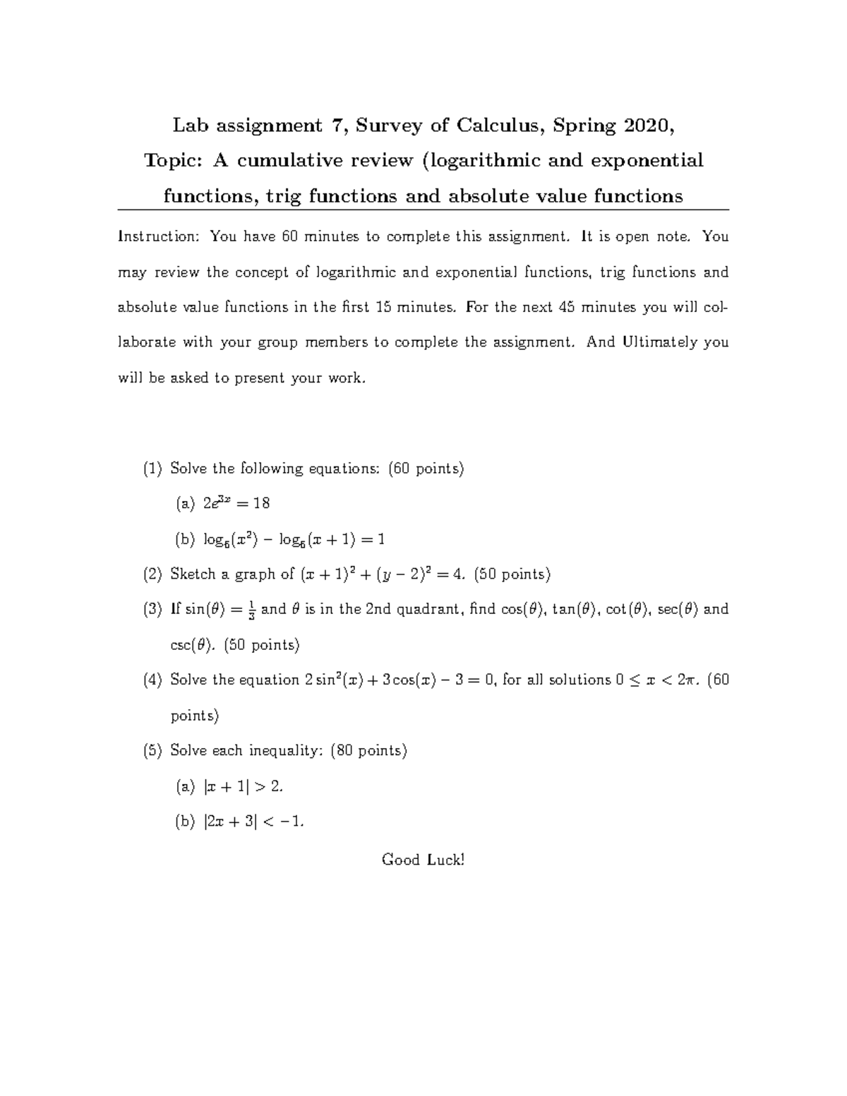 Lab7 - logarithmic and exponential functions, trig functions and ...