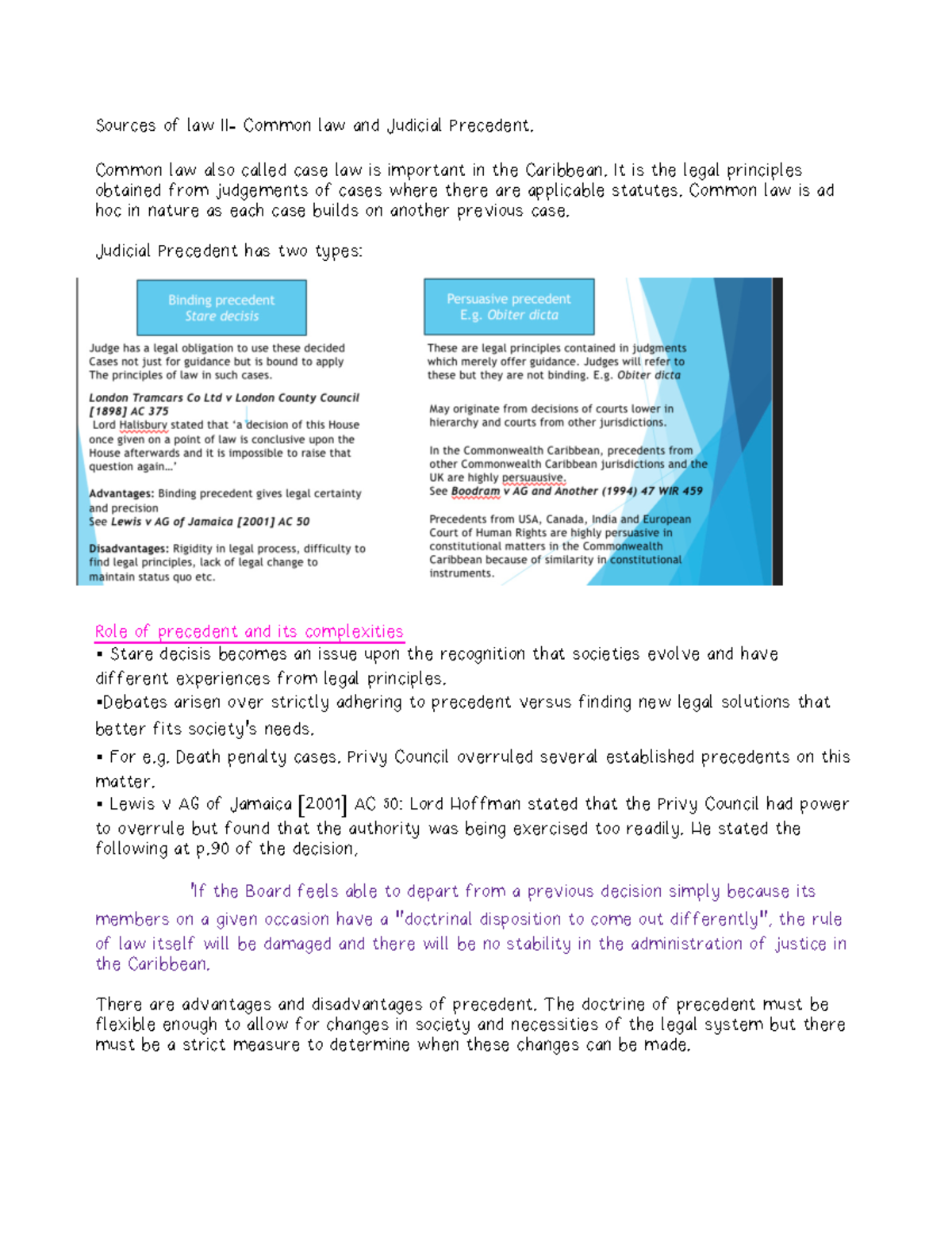 Sources of law II- Common law and Judicial Precedent - Common law also ...