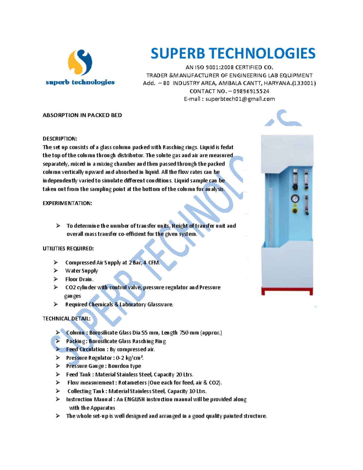 Absorption IN Packed BED - SUPERB TECHNOLOGIES AN ISO 9001:2008 ...