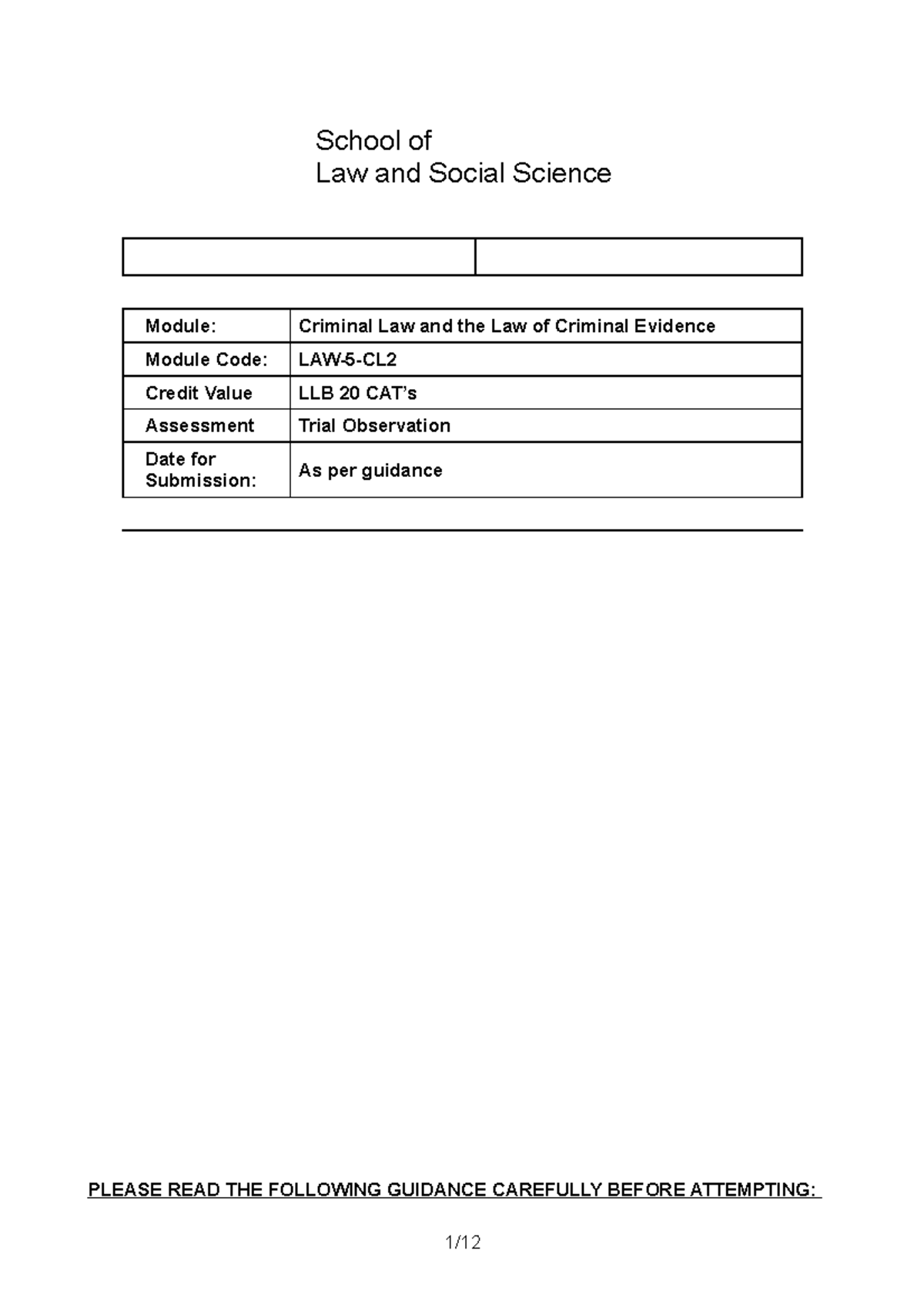 Coursework 1 Brief Template - LAW5CL2 - LSBU - Studocu