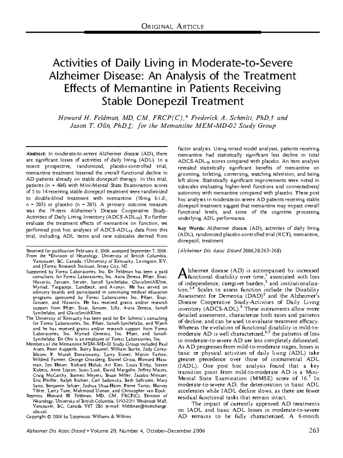 Articulo mbe A1 - art - Activities of Daily Living in Moderate-to ...