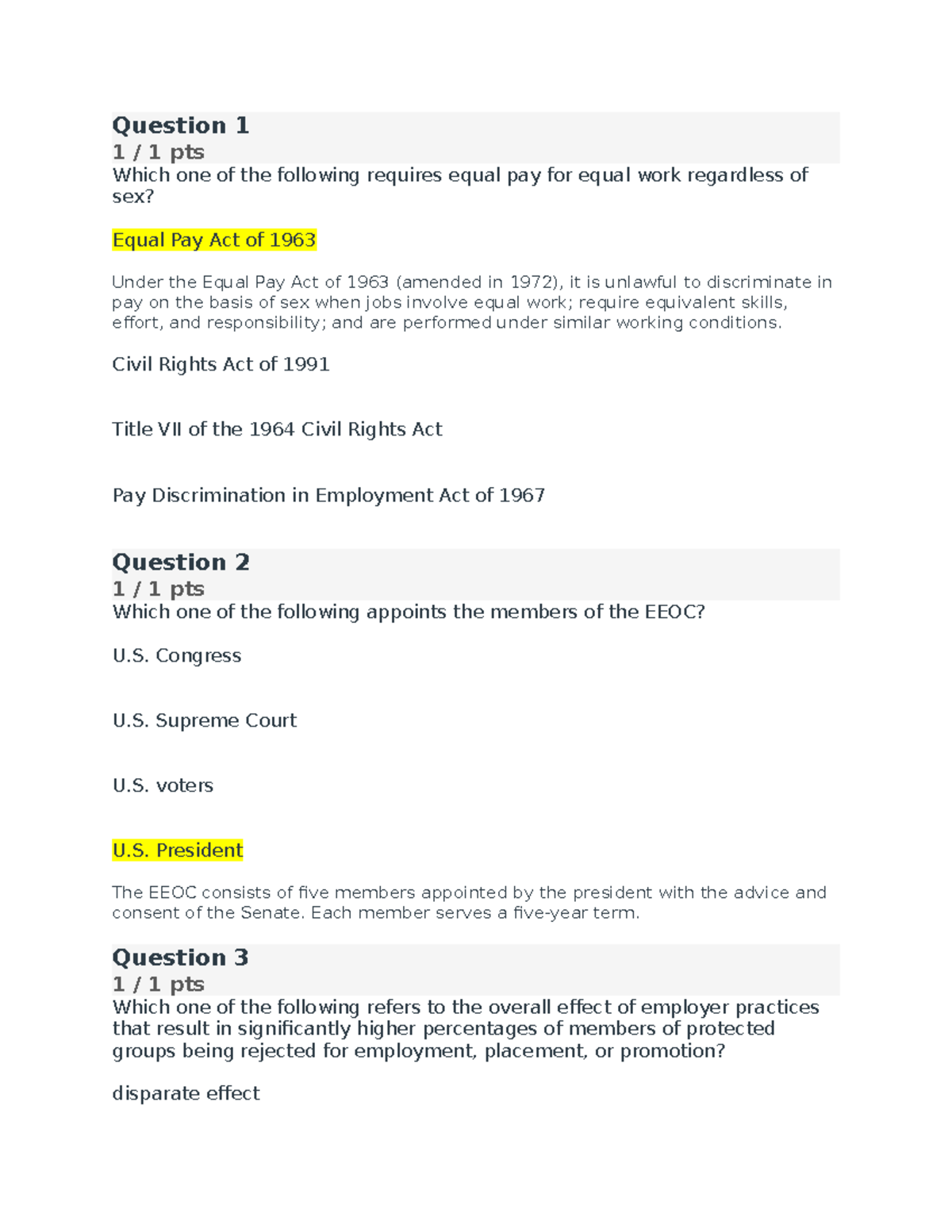 Module 2-Chapter 2 Quiz - Equal Opportunity and the Law - Question 1 1 ...