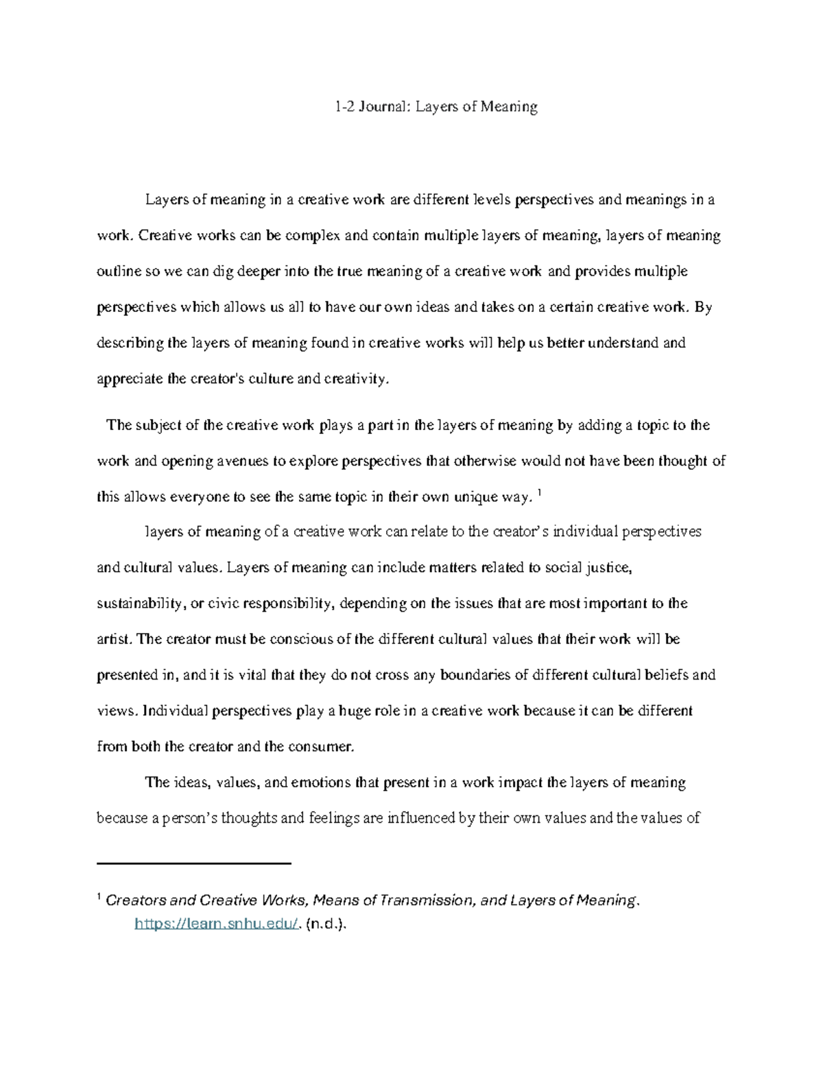 Layers of meaning - 1 - 2 Journal: Layers of Meaning Layers of meaning ...