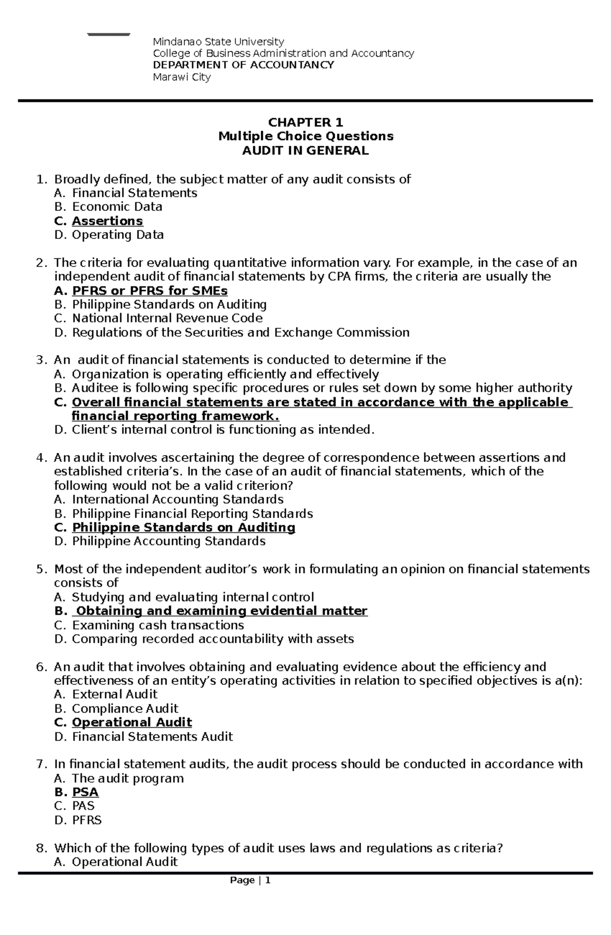 Audit in General - College of Business Administration and Accountancy ...