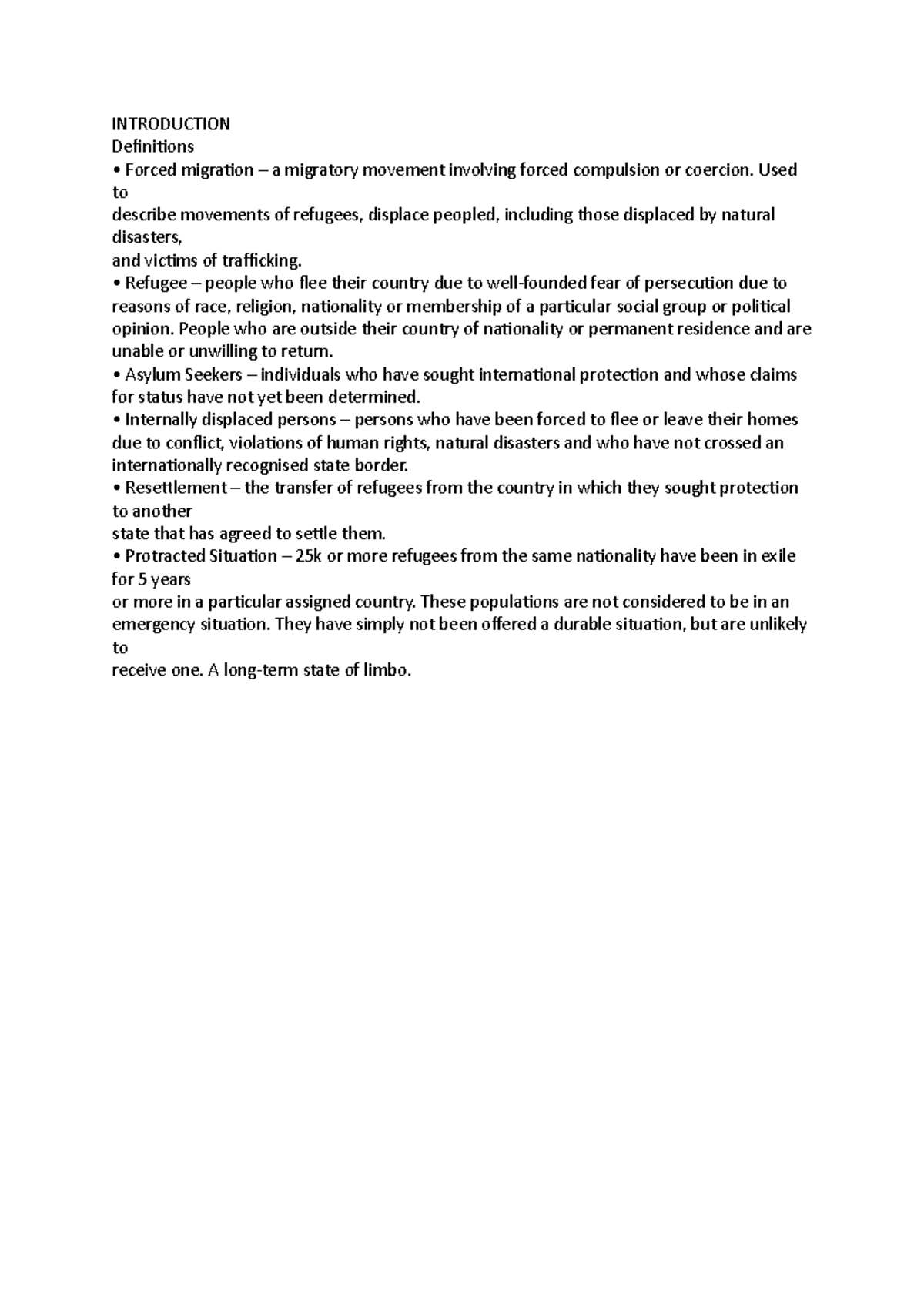 Introduction of definition - INTRODUCTION Definitions Forced migration ...