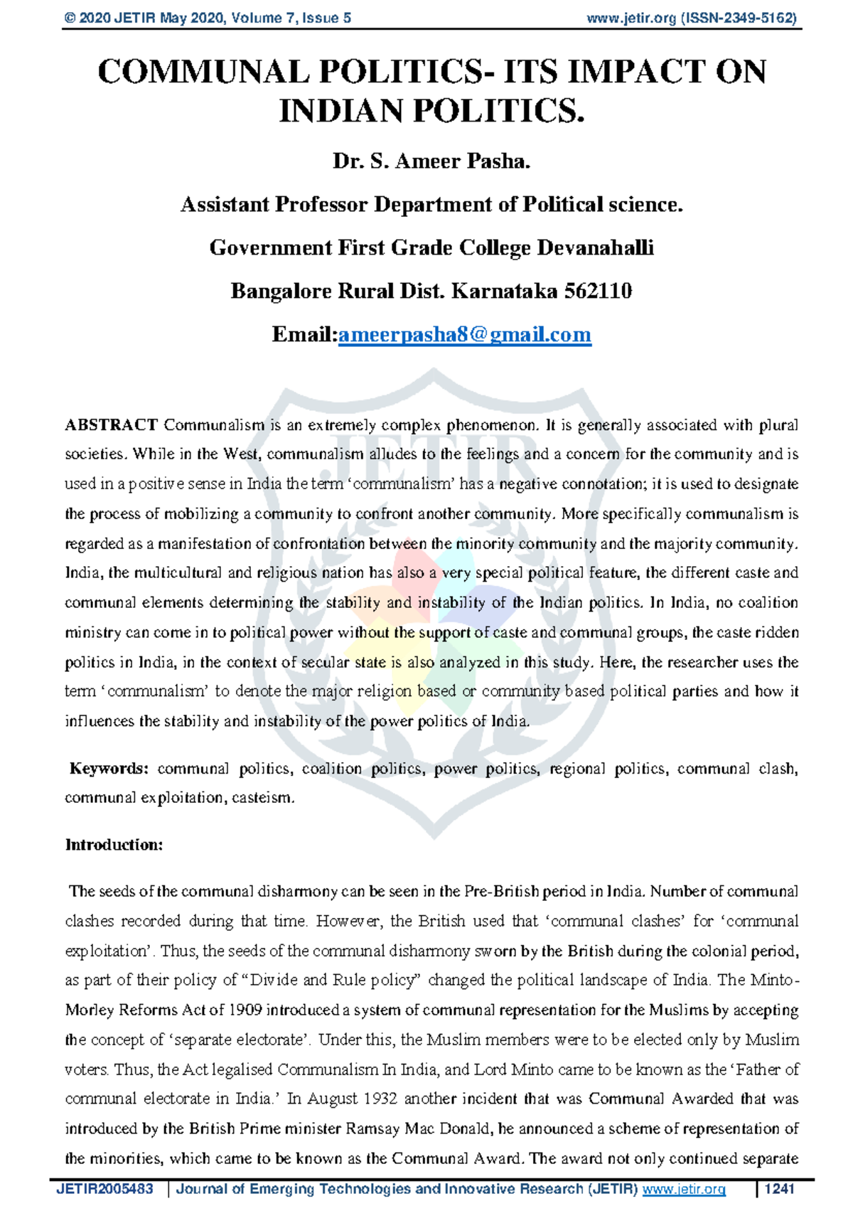 communalism in indian politics - COMMUNAL POLITICS- ITS IMPACT ON ...