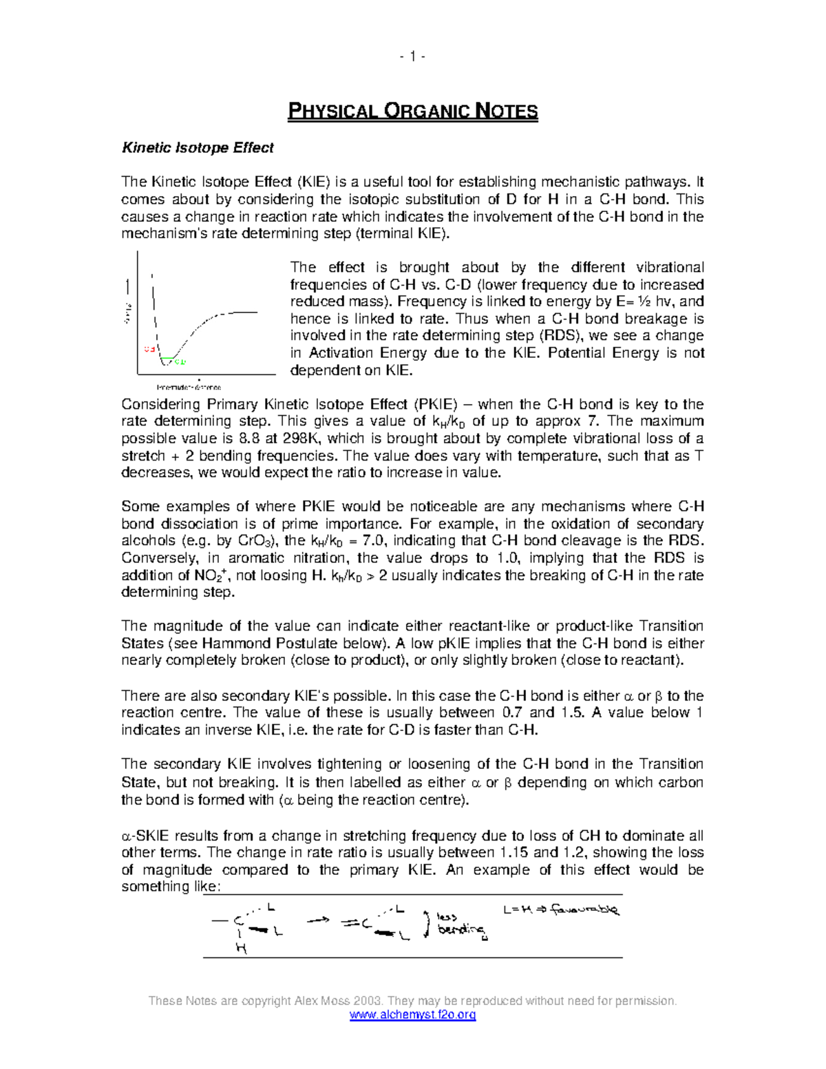 Physical Organic Notes 9p - These Notes are copyright Alex Moss 2003 ...