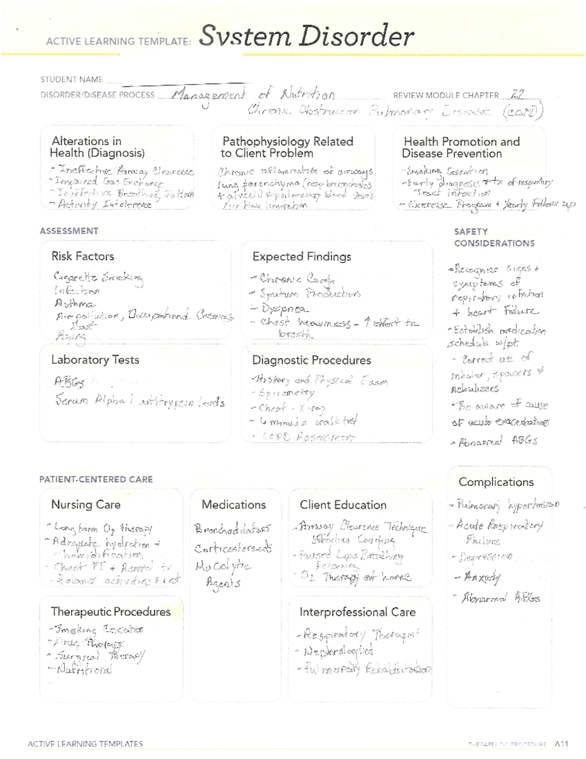 System Disorder - COPD - ACTIVE LEARNING TEMPLATE: Svstem Disorder ...