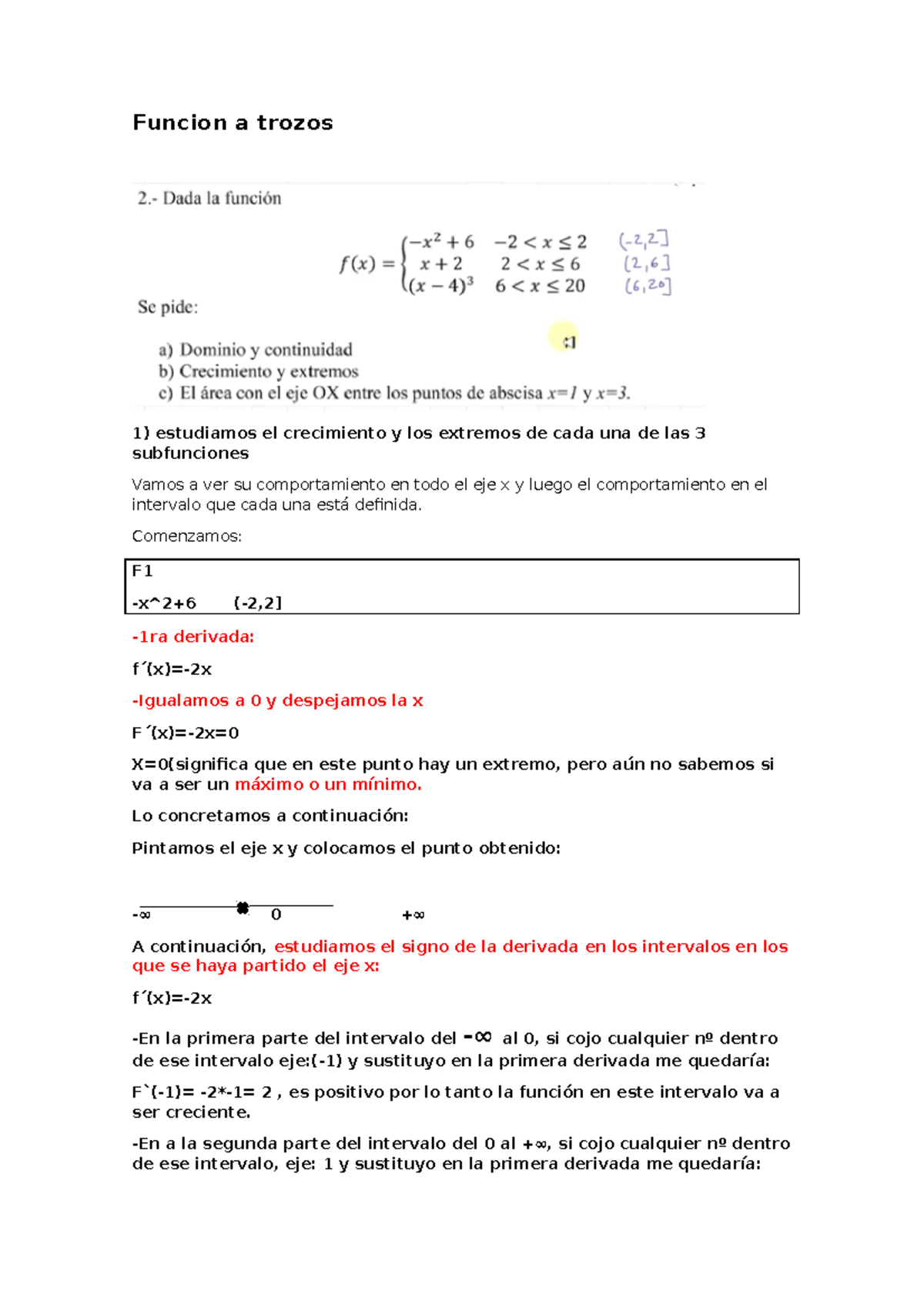 Funcion a trozos - Ejercicio resuelto - Funcion a trozos estudiamos el ...