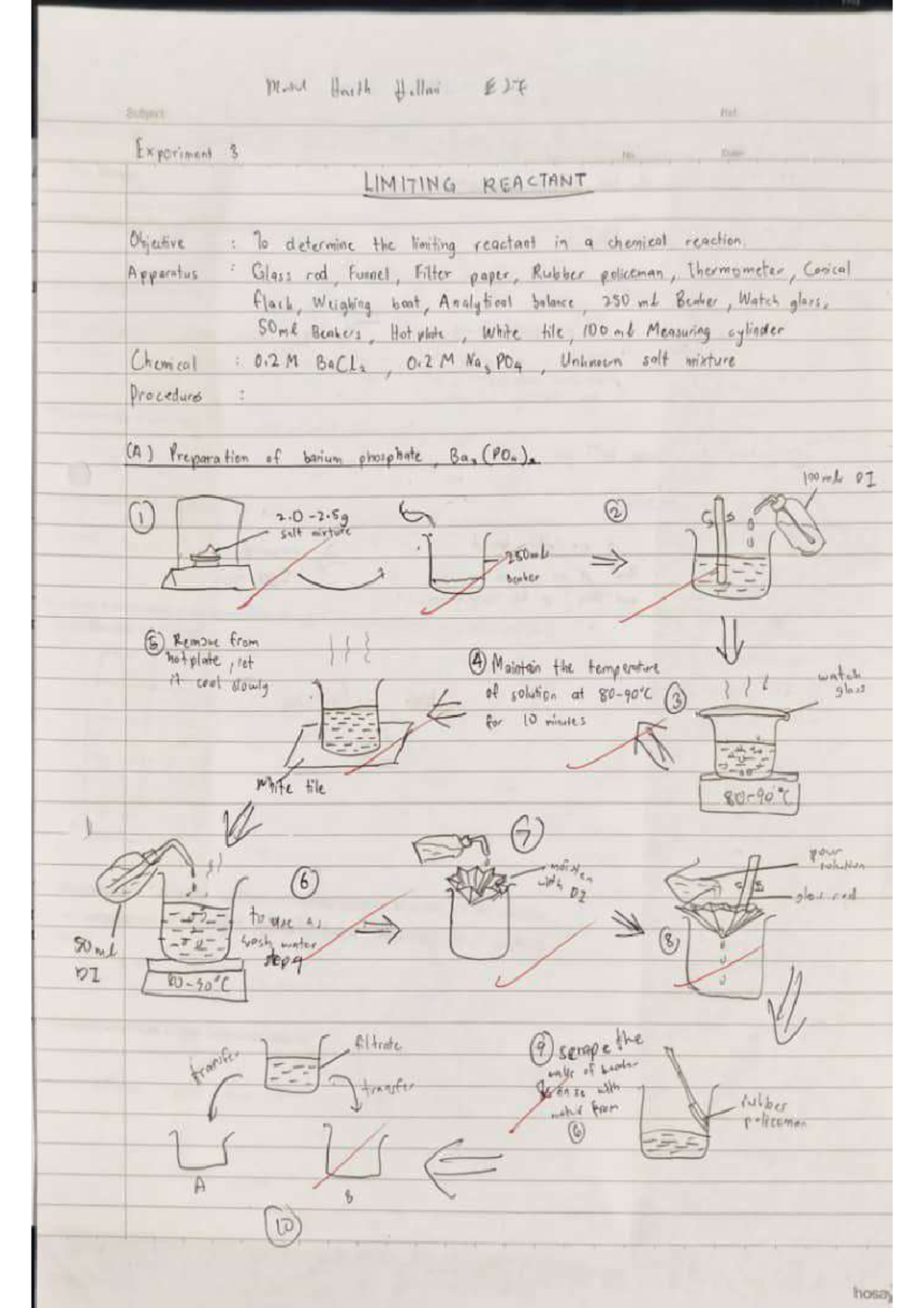 Jotter 3-EXPERIMENT 3 - mand Haith Della Subject Experiment 3 LIMITING REACTANT Objective : To ...