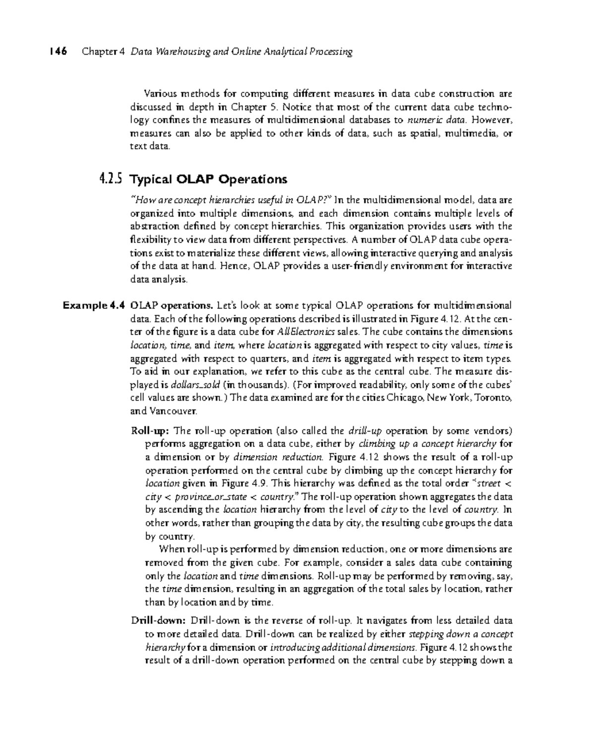 OLAP Operation - 146 Chapter 4 Data Warehousing and Online Analytical ...