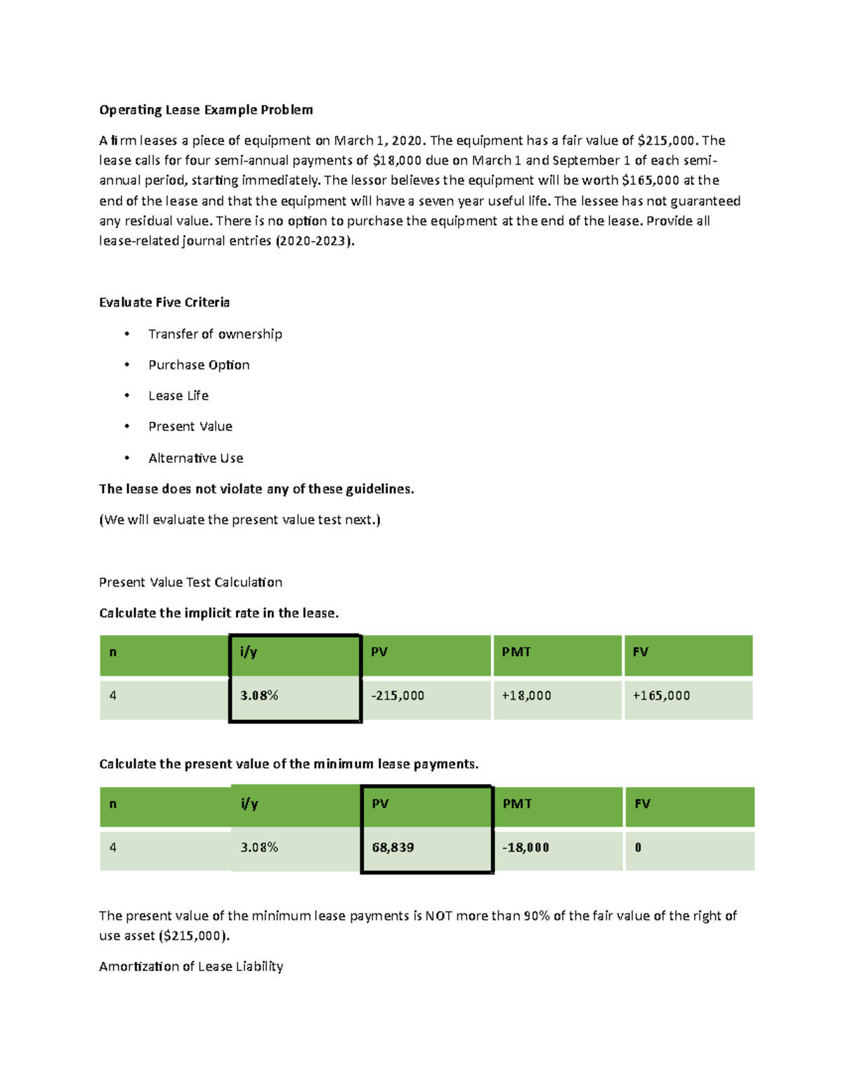 Chapter-21 Lecture Notes-3 - Operating Lease Example Problem A firm ...