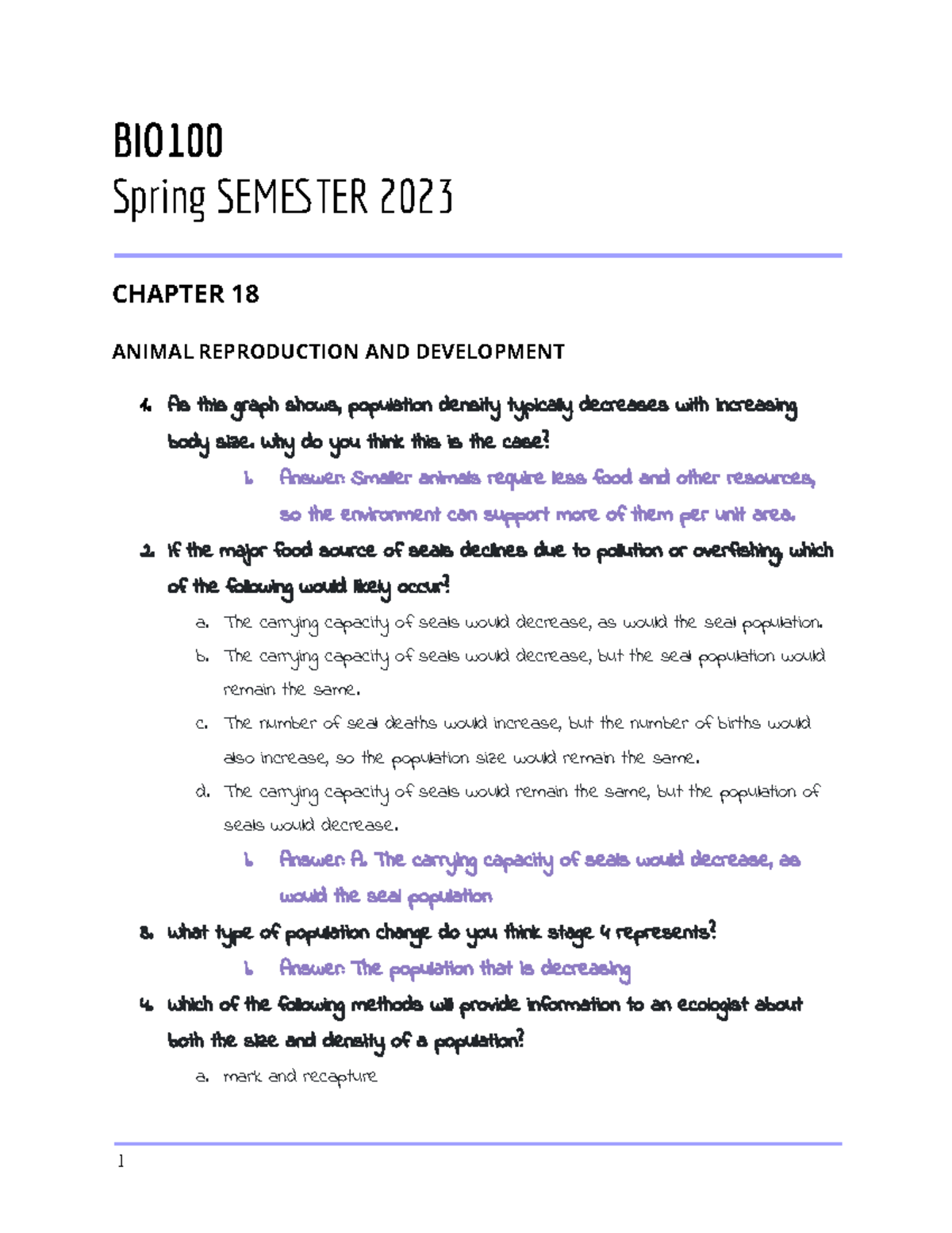 CH18: Animal Reproduction and Development - BIO Spring SEMTER 2023 ...
