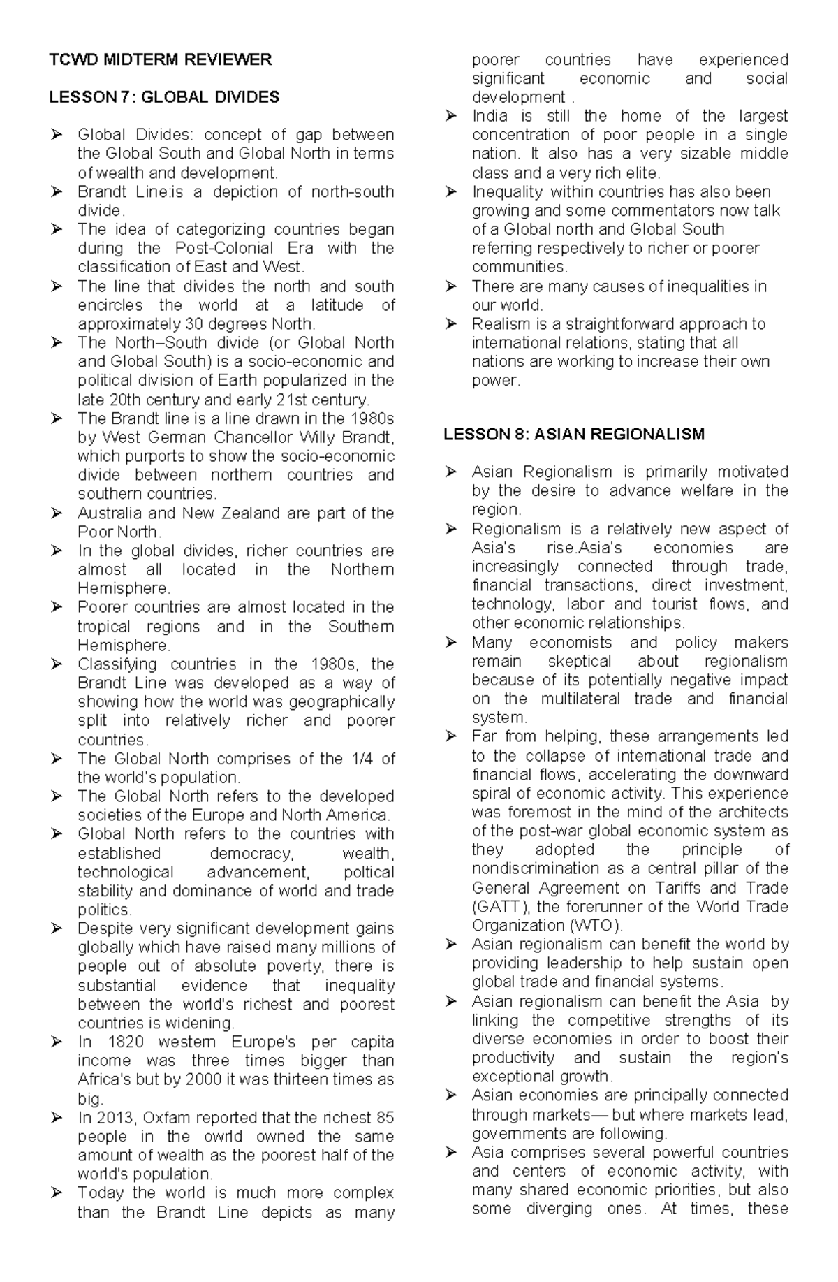 TCWD- Midterm- Reviewer - TCWD MIDTERM REVIEWER LESSON 7: GLOBAL ...