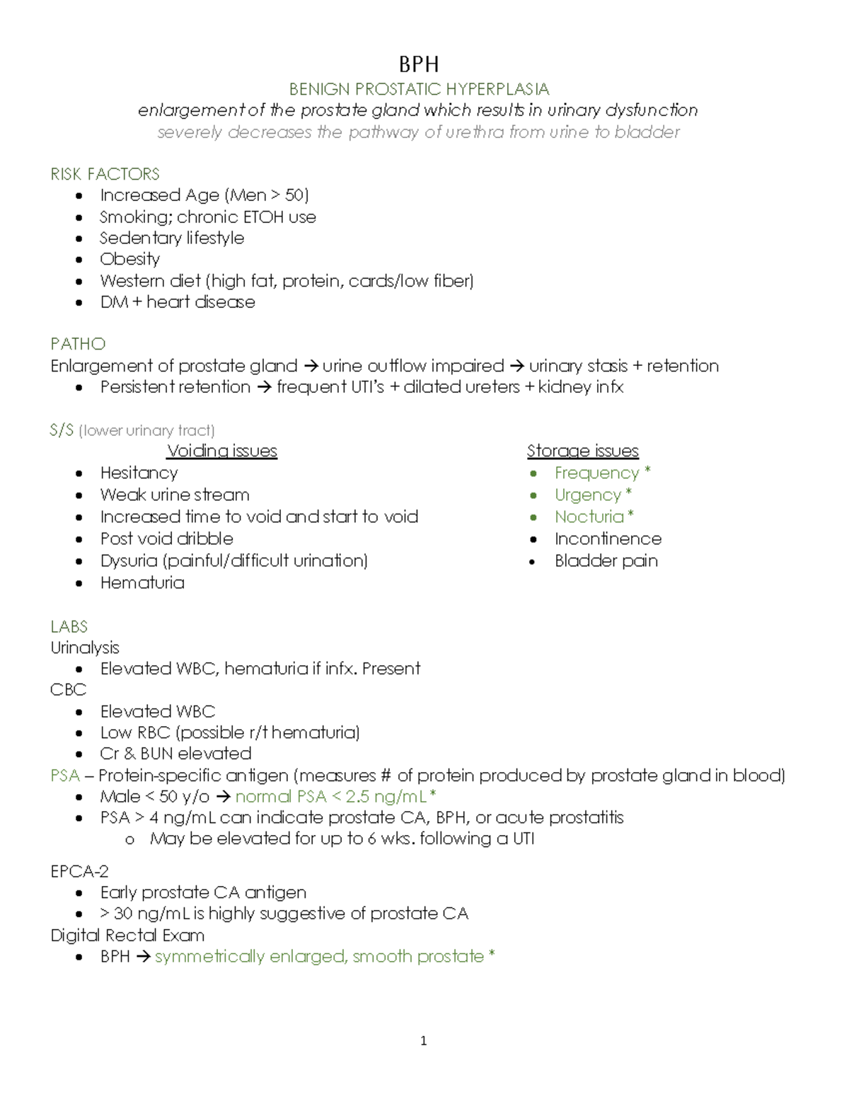 Benign prostatic hyperplasia study guide - 1 BPH BENIGN PROSTATIC ...