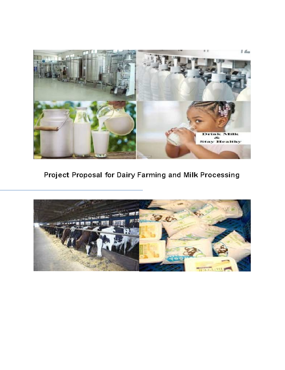Final dair farm - dairy farm proposal - P r oj ec t P r opos a l f or ...