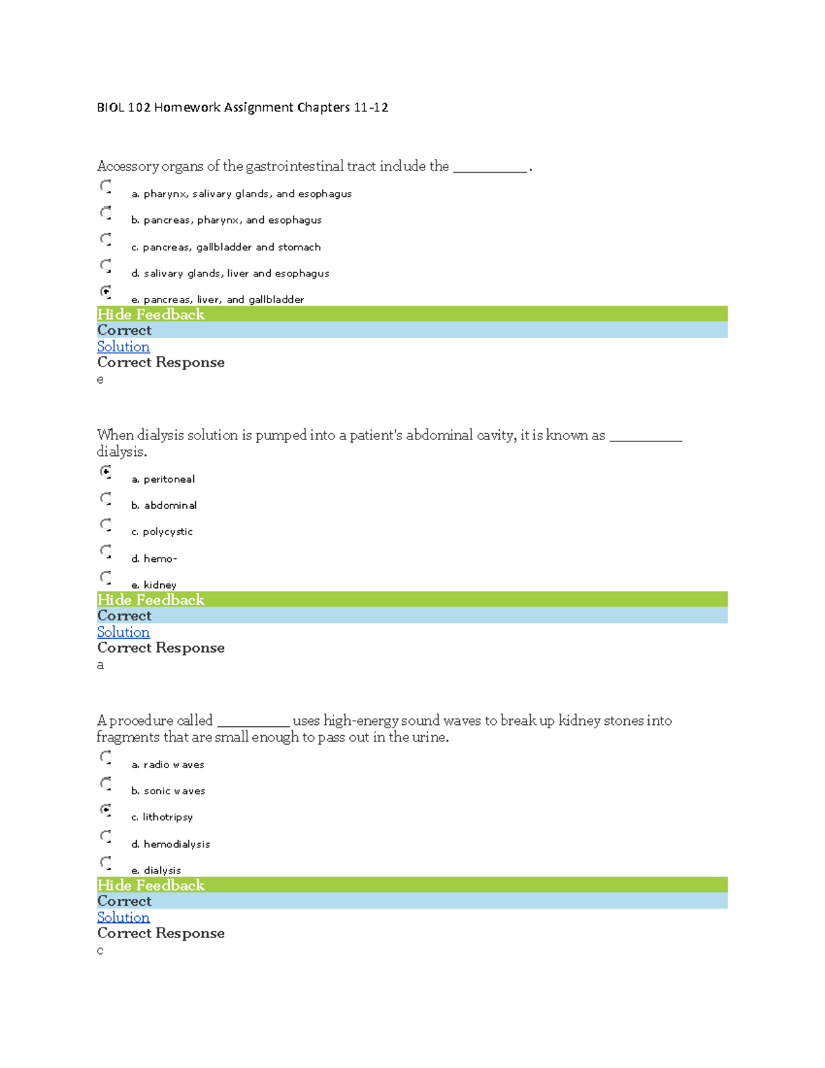 BIOL 102 Homework Chap 11-12 - BIOL 102 Homework Assignment Chapters 11 ...