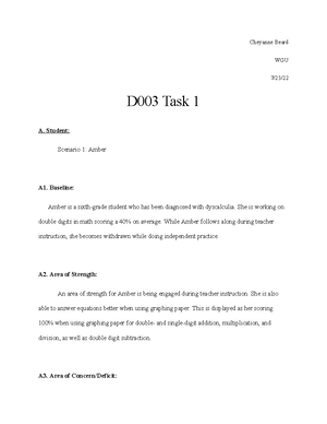 D092 Task 1 - Objective Assessment for Task 1 example. - Cheyanne Beard ...
