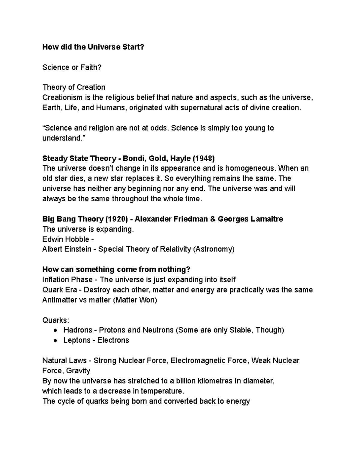 ELS Lec. 1-2 - How did the Universe Start? Science or Faith? Theory of ...