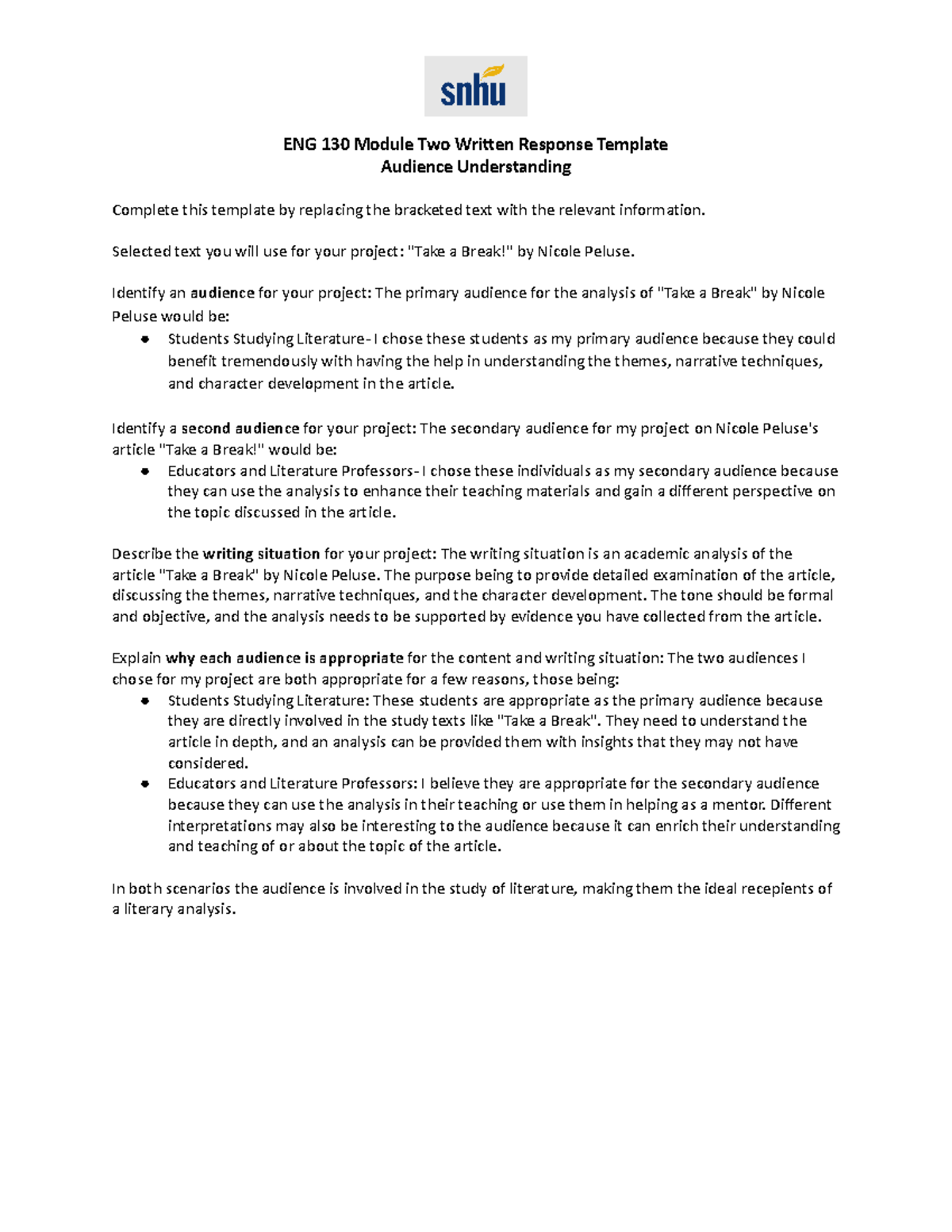 ENG 130 Mod 2 written assignment - ENG 130 Module Two Written Response ...