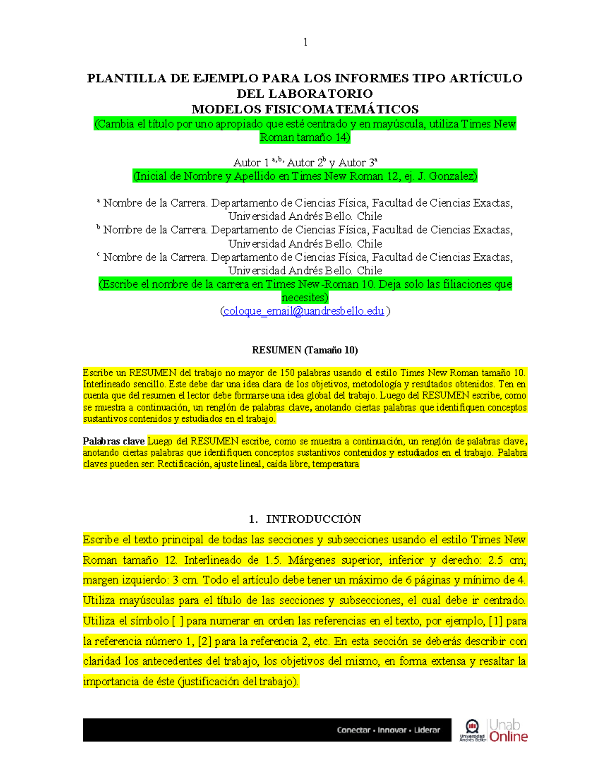 Formato TIPO DE Informe - PLANTILLA DE EJEMPLO PARA LOS INFORMES TIPO ...