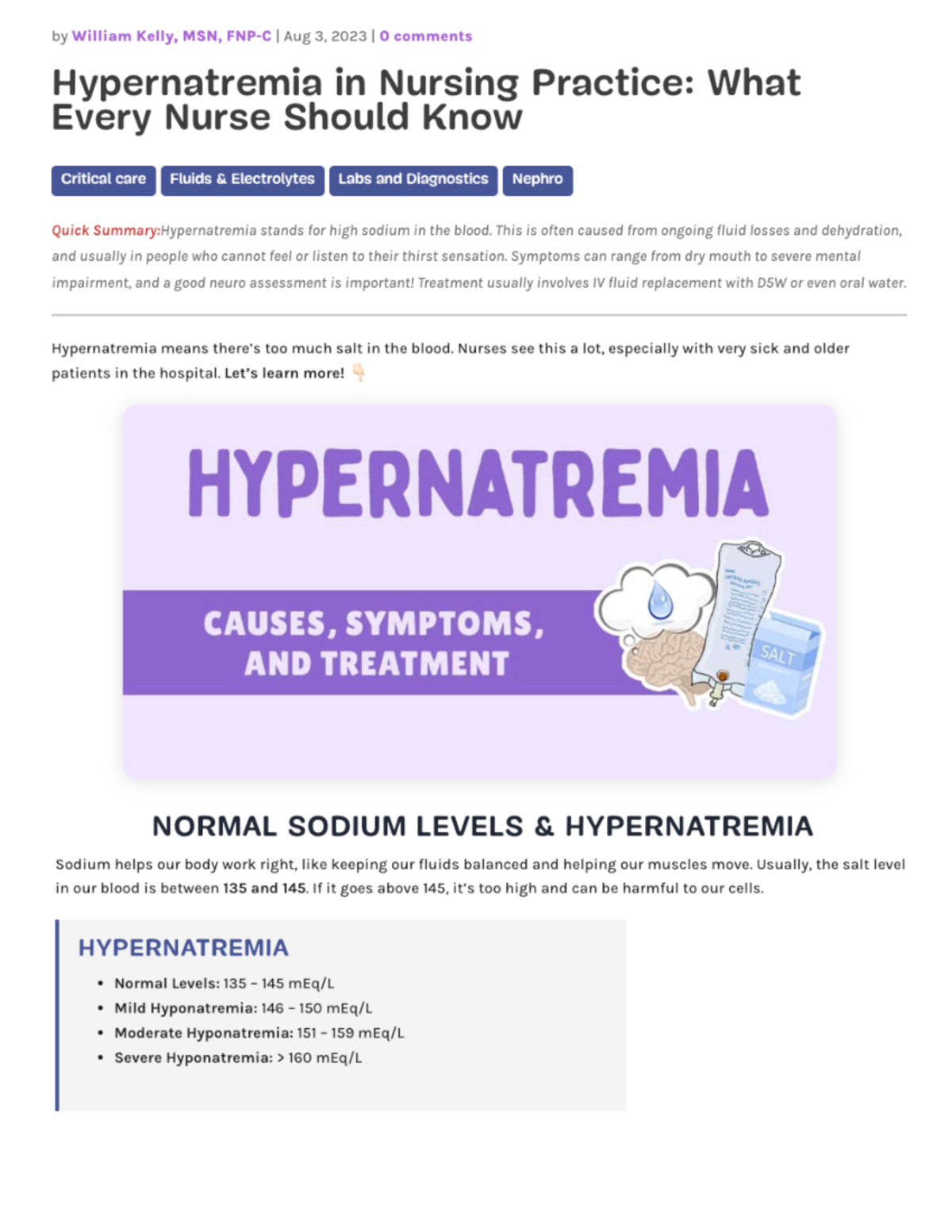 Hypernatremia in Nursing Practice What Every Nurse should know - NSG 101 - Studocu