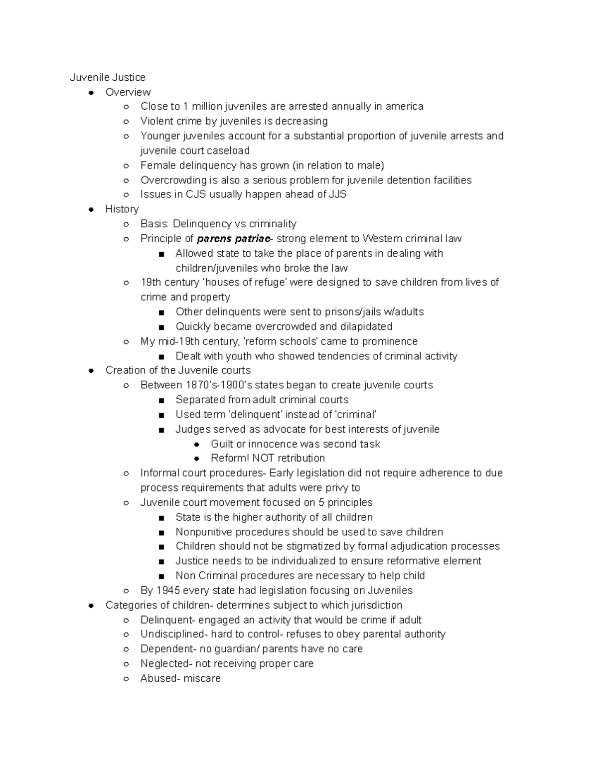 Criminology Chapter 15 Juvenile justice - Juvenile Justice Overview ...