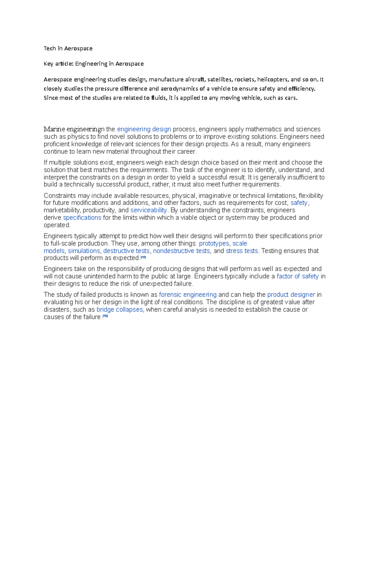 Tech in Aerospace - Lecture notes 4 - Tech in Aerospace Key aricle ...