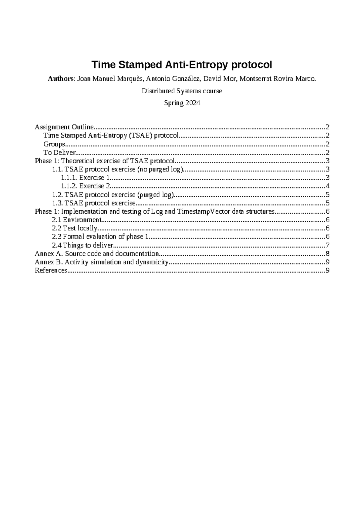 2024p-SDstatement en 1st deliverable - Time Stamped Anti-Entropy protocol Authors: Joan Manuel ...
