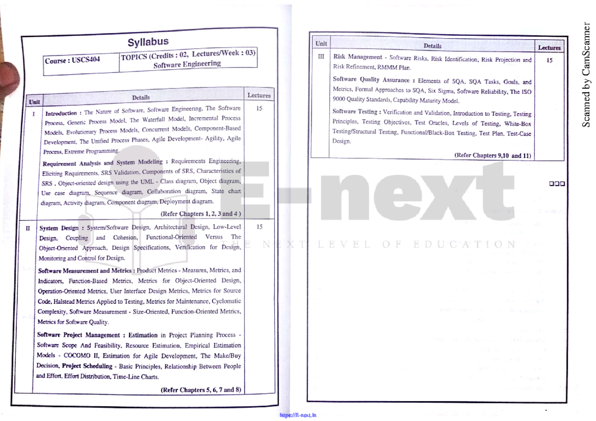 SE Complete Notes (E-next - Bsc. Computer Science - Studocu