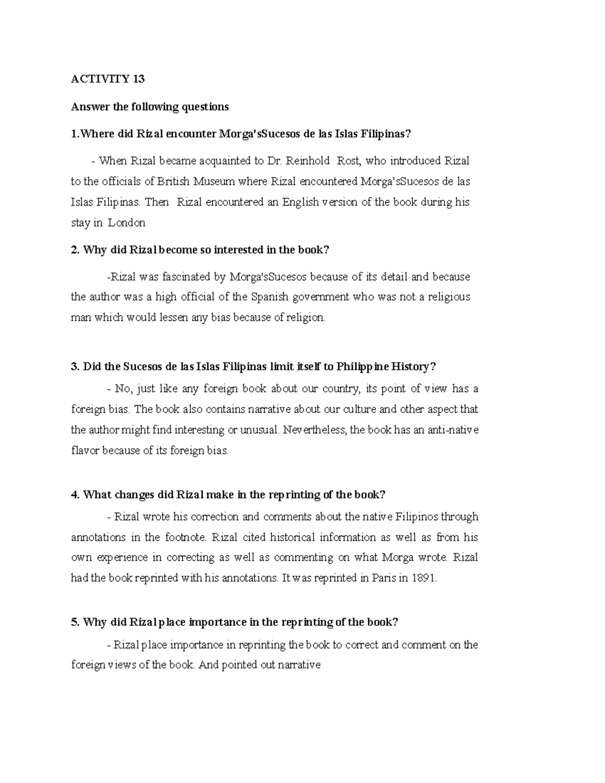 M13 - Chapter 13 - ACTIVITY 13 Answer the following questions 1 did ...