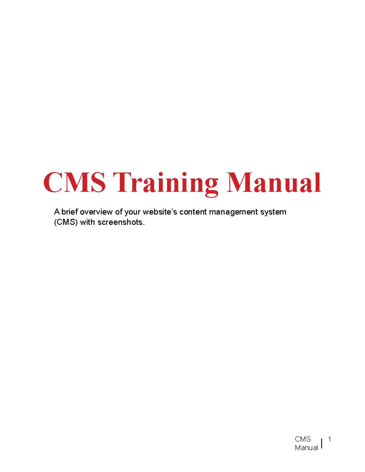 Basic-CMS-Manual - dvf - CMS 1 CMS Training Manual A brief overview of ...