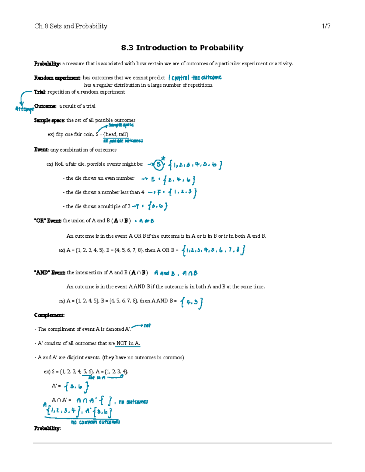 Ch8.1 sets and probability - Ch Sets and Probability 1/ 8 Introduction ...