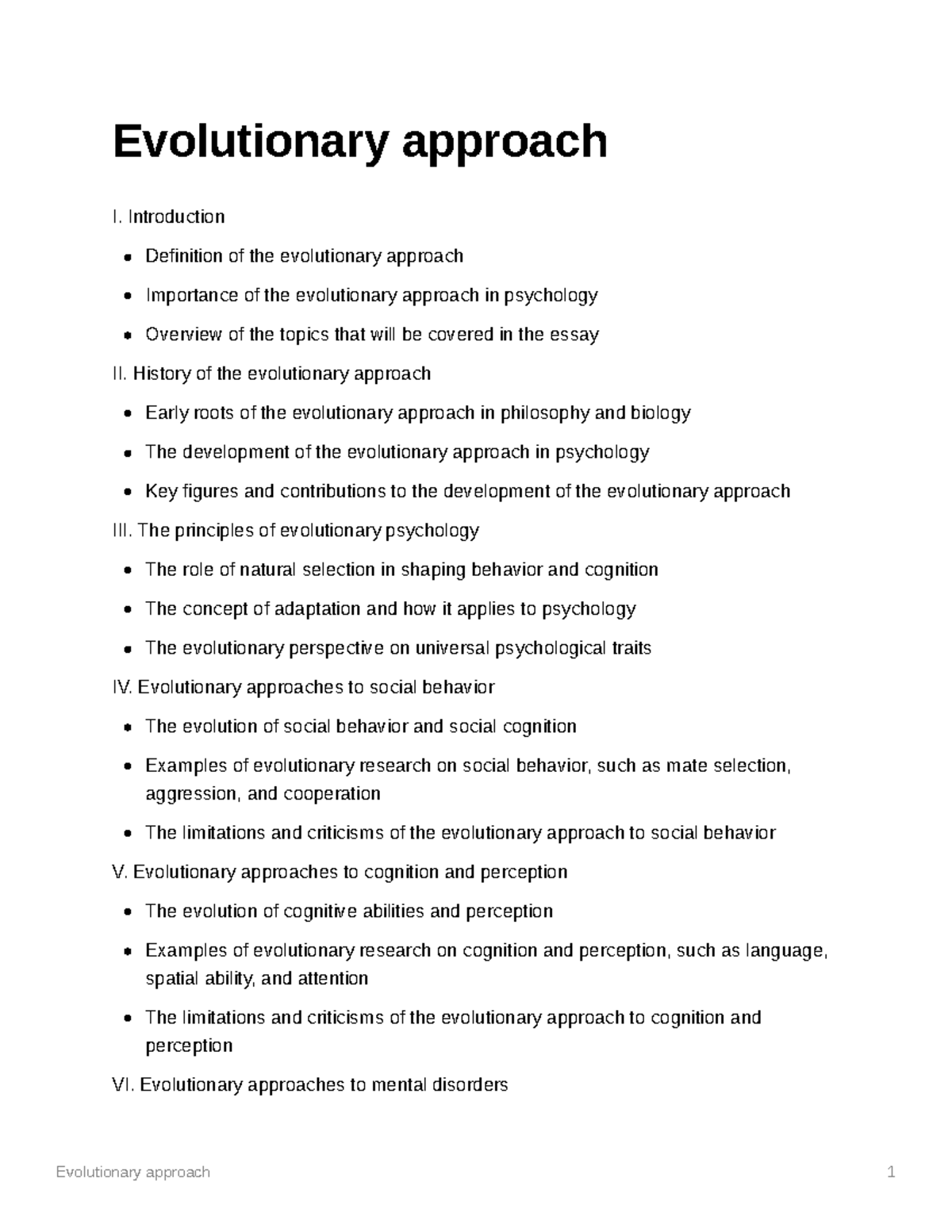 Evolutionary Approach Introduction Definition Of The Evolutionary