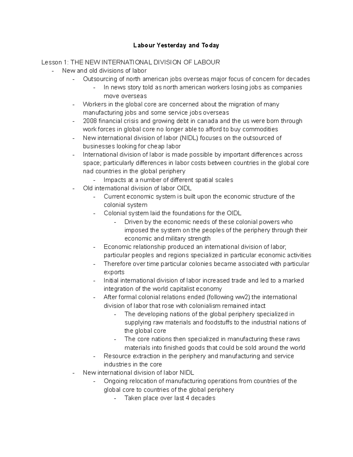 101- mod 8 - Google Docs - module 8 notes - Labour Yesterday and Today ...