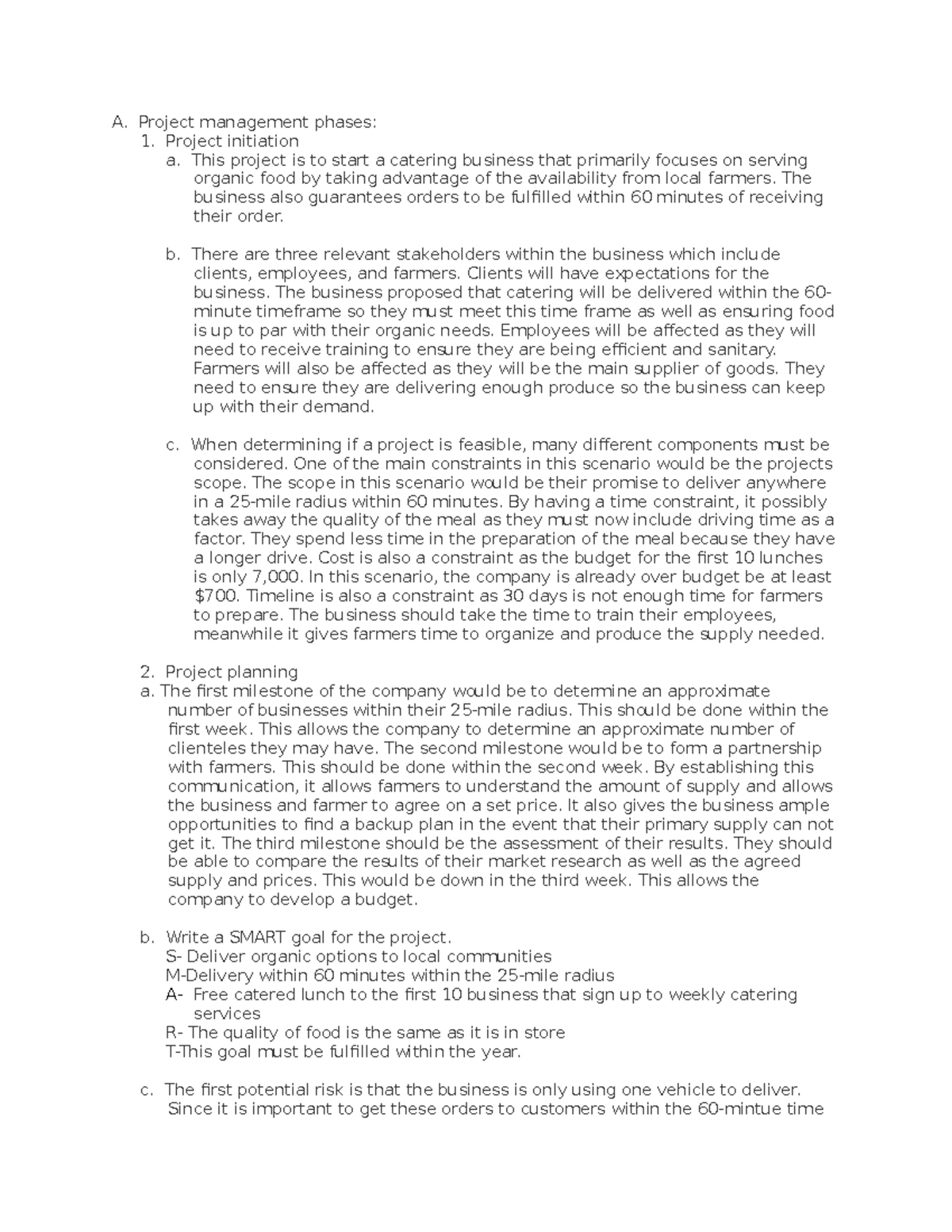 D079 Task 1 - N/A - A. Project management phases: 1. Project initiation ...
